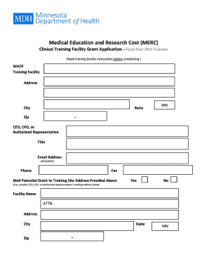 Fillable Online health state mn Medical Education and Research Cost Clinical Training Site Grant ...