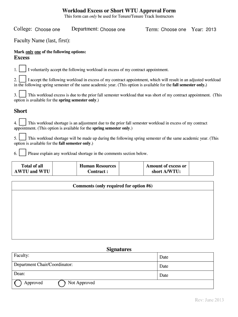 Fillable Online csuchico Workload Adjustment Approval Form Fax Email ...