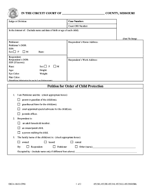 Fillable Online courts mo Petition for Order of Child Protection ...