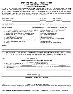 Fillable Online tangischools LOUISIANA DEPARTMENT OF EDUCATION SCHOOL ...