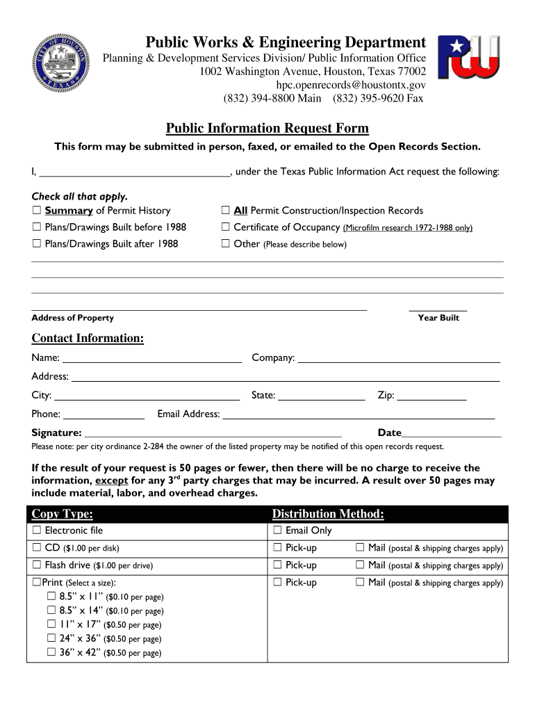 Fillable Online documents publicworks houstontx Public Works ...
