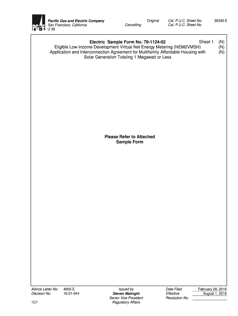 Fillable Online Electric Sample Form No. 79-1124-02 Sheet 1 (N ...