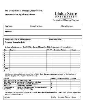 Fillable Online isu (Accelerated) Concentration Application Form - isu ...