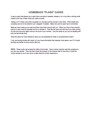 Fillable Online HOMEMADE FLASH CARDS Fax Email Print - pdfFiller