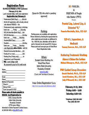 Fillable Online isu Registration Form ISU-NSSLHA - isu Fax Email Print ...