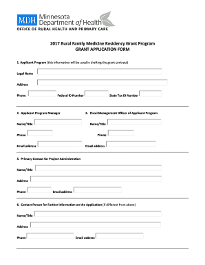 Fillable Online health state mn 2017 Rural Family Medicine Residency ...