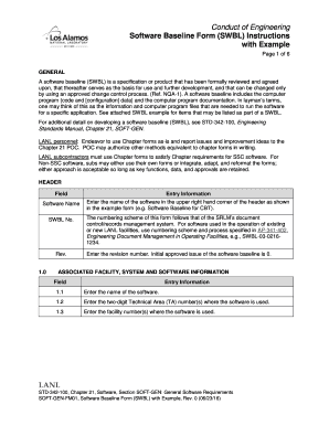 Fillable Online lanl Conduct of Engineering Software Baseline Form (SWBL ... - lanl Fax Email ...