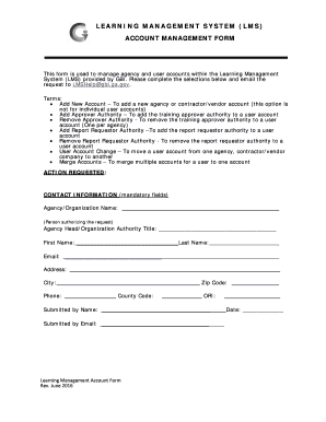 Fillable Online gbi georgia LEARNING MANAGEMENT SYSTEM (LMS) ACCOUNT ...