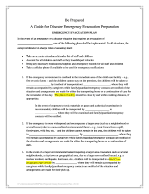 Fillable Online azdhs Be Prepared A Guide for Disaster Emergency Evacuation Preparation - azdhs ...