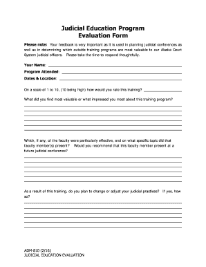 Fillable Online ADM-810 Judicial Education Evaluation. Administrative ...