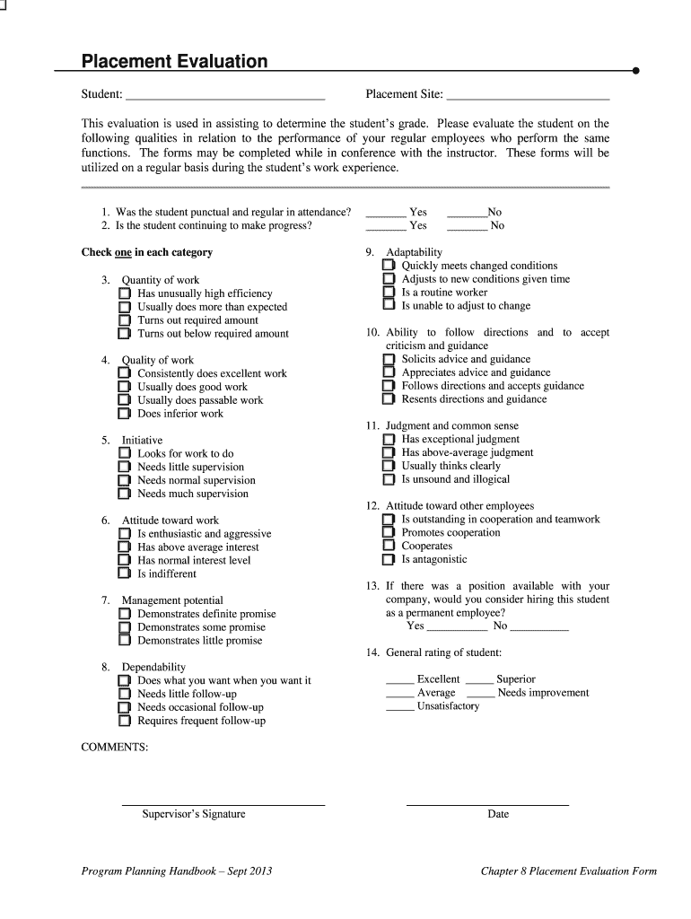 Fillable Online dese mo Placement Evaluation - dese.mo.gov Fax Email ...