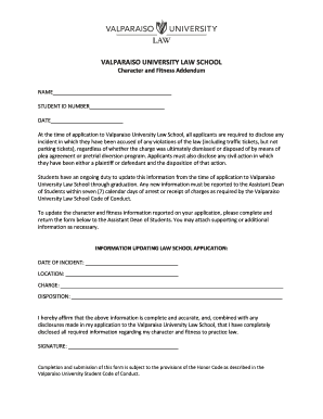 Fillable Online valpo Character and Fitness Addendum - Valparaiso ...