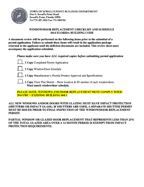 Fillable Online sewallspoint Window Door Replacement Permit Pack ...