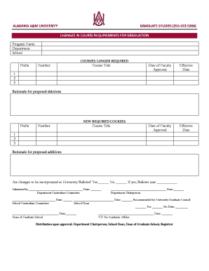 Fillable Online aamu Changes in Course Requirements for Graduation - Alabama A&M ... Fax Email ...