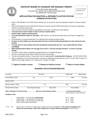 Fillable Online bmt ky Board of Licensure for Massage Therapy ...