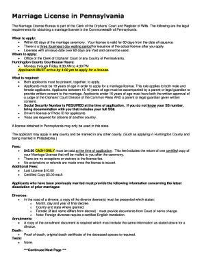 Fillable Online Marriage License in Pennsylvania Fax Email Print ...
