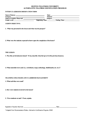 Fillable Online htu Intern Classroom Observation.doc - htu Fax Email ...
