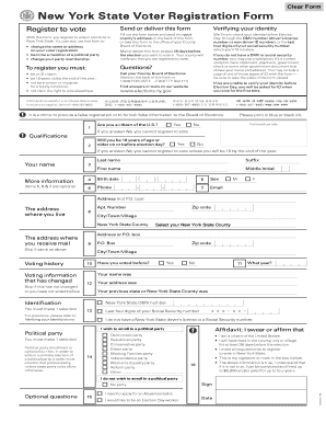 Fillable Online New York State Voter Registration Form. New York State ...