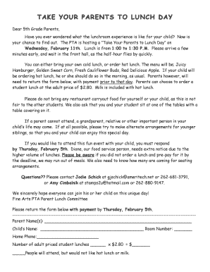 Fillable Online TAKE YOUR PARENTS TO LUNCH DAY - Racine Unified School ...