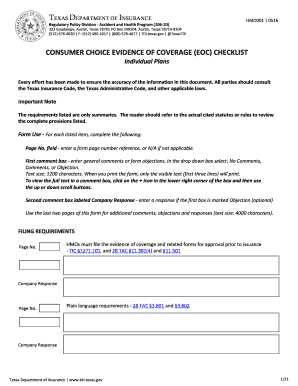Fillable Online Consumer Choice Evidence of Coverage Checklist ...