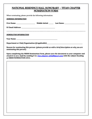 Fillable Online iusb NATIONAL RESIDENCE HALL HONORARY TITAN CHAPTER ...