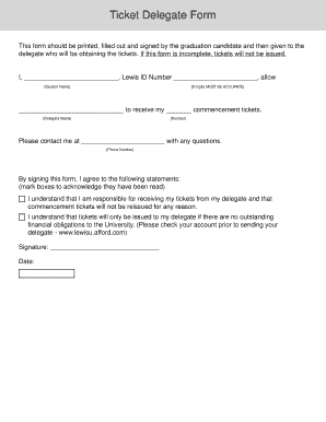 Fillable Online lewisu Ticket Delegate Form - Lewis University Fax ...