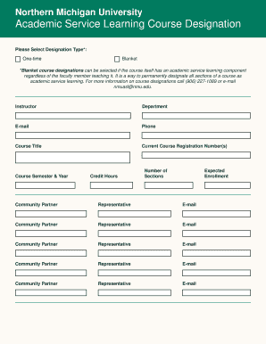 Fillable Online nmu Course Designation Form - Northern Michigan ...