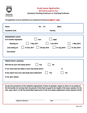 Fillable Online uvic Study Leave Application - University of Victoria ...