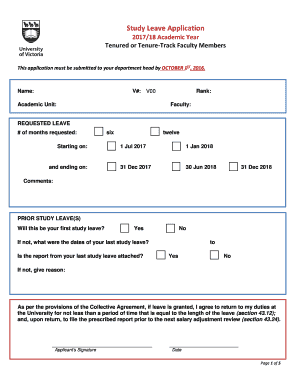 Fillable Online uvic Study Leave Application - University of Victoria ...