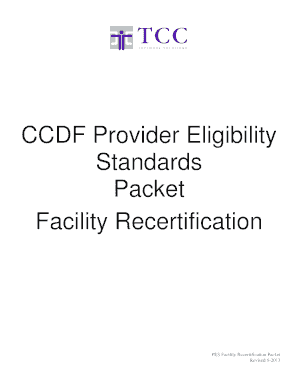 Fillable Online in CCDF Provider Eligibility Standards Packet Facility ...