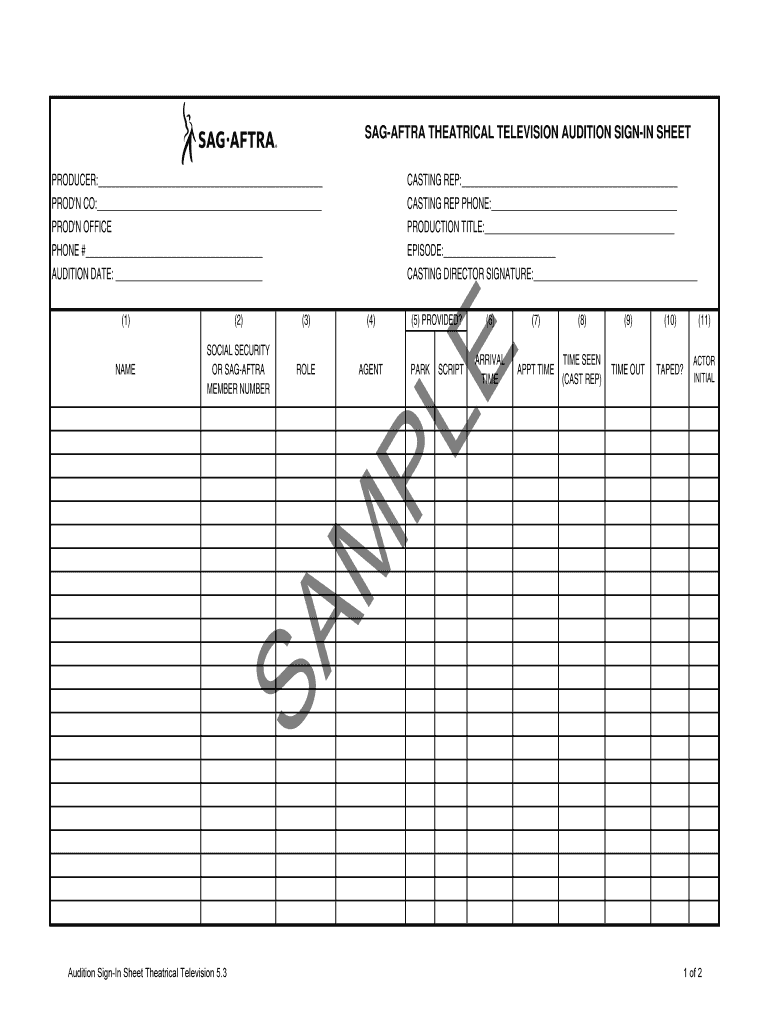 Fillable Online SAG-AFTRA THEATRICAL TELEVISION ... - SAGAFTRA.org Fax Email Print - pdfFiller