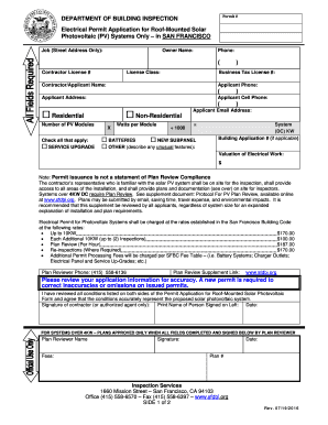 Fillable Online sfdbi (PV) System Permit Application & Requirements ...