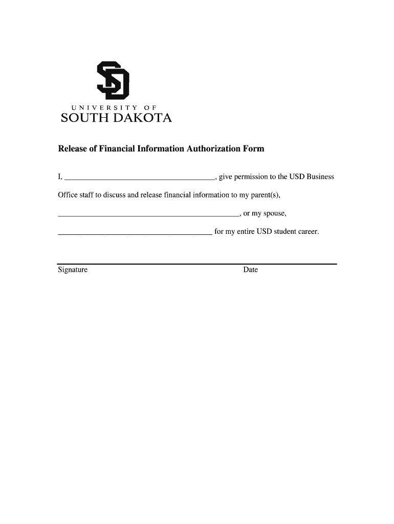 Fillable Online usd Release of Financial Information Authorization Form Fax Email Print - pdfFiller