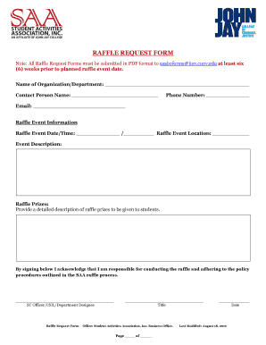 Fillable Online jjay cuny RAFFLE REQUEST FORM - jjay.cuny.edu Fax Email Print - pdfFiller
