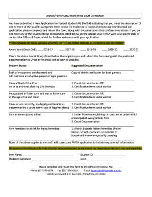 Fillable Online centralstate Orphan/Foster Care/Ward of the Court ...