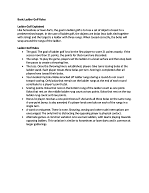 Fillable Online Basic Ladder Golf Rules Fax Email Print - pdfFiller