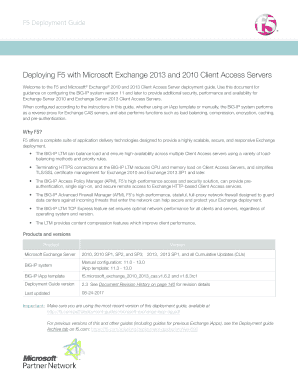 Fillable Online Deploying F5 with Microsoft Exchange 2013 and 2010 ...