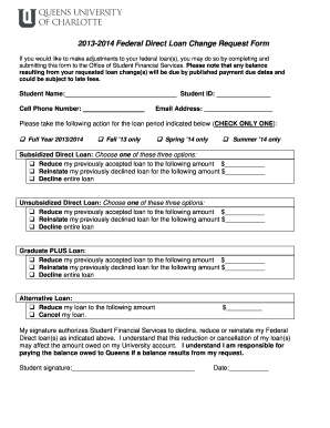 Fillable Online queens 2013-2014 Federal Direct Loan Change Request ...