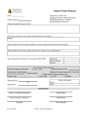 Fillable Online uapb Capital Project Request Fax Email Print - pdfFiller