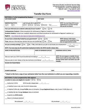 Fillable Online du Transfer Out Form - University of Denver Fax Email Print - pdfFiller