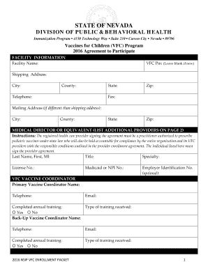 Fillable Online STATE OF NEVADA DIVISION OF PUBLIC & BEHAVIORAL HEALTH ...