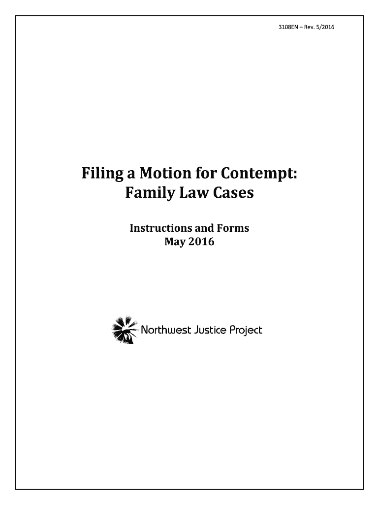 Fillable Online washingtonlawhelp Filing a Motion for Contempt: Family ...