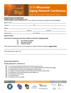 Fillable Online wcasa REGISTRATION INFORMATION: day, September , 2016 ...