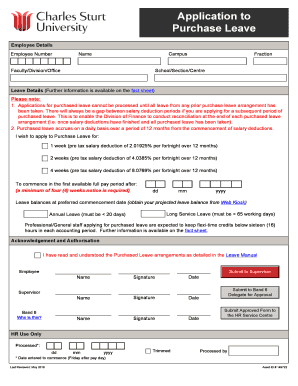 Fillable Online Purchased Leave - Application to Purchase Leave Fax ...