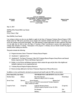 Fillable Online tennessee VBP Sample Letter - State of Tennessee Fax ...