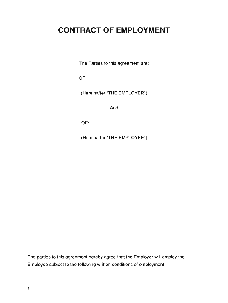 Fillable Online CONTRACT OF EMPLOYMENT - absa.co.za Fax Email Print ...