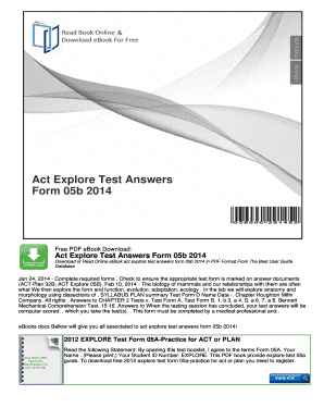 Fillable Online Act Explore Test Answers Form 05b 2014 - Fax Email ...