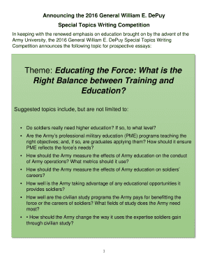 Fillable Online usacac army DePuy Writing Contest - US Army Combined ...