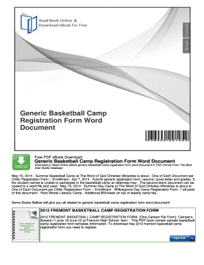Fillable Online Generic Basketball Camp Registration Form Word Fax Email Print - pdfFiller