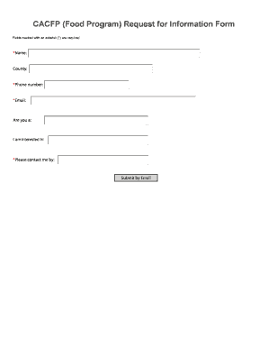 Fillable Online tennessee CACFP (Food Program) Request for Information ...